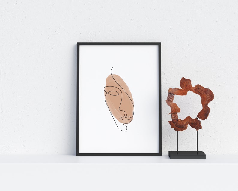 Abstract Face Line Art Print: Minimalist Home Decor (digital Download ...