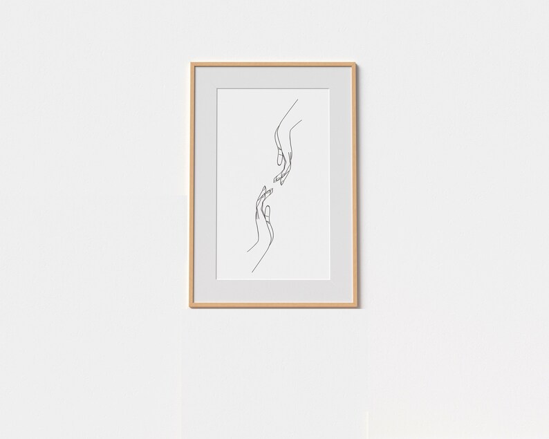 Hands Line Drawing Black and White Line Art Print Minimalist - Etsy