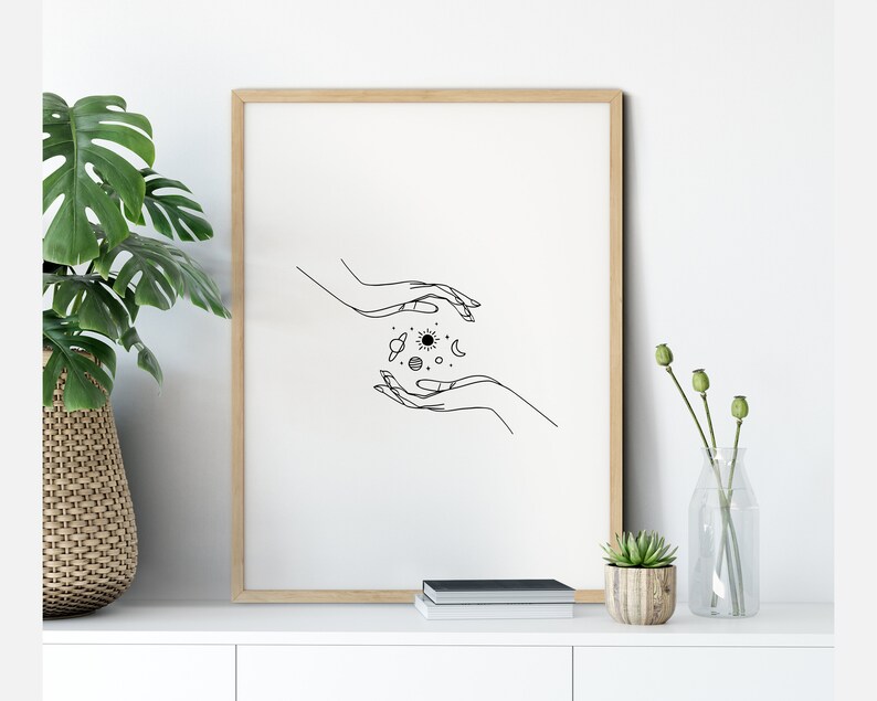 Abstract Sun Art Line Art Print Celestial Wall Art Line | Etsy