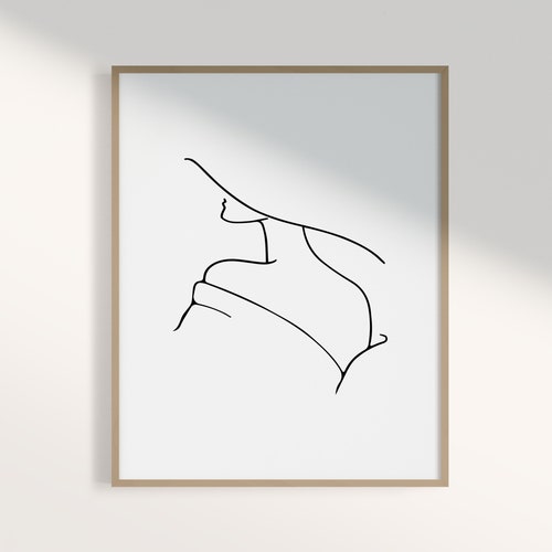 Female Form Line Drawing Printable Wall Art Instant Etsy