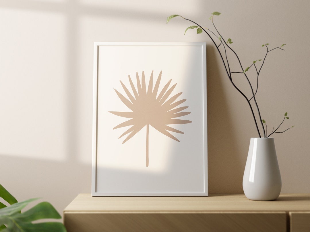 Printable Boho Palm Leaf, Beige Neutral Tone Prints, Palm Tropical ...