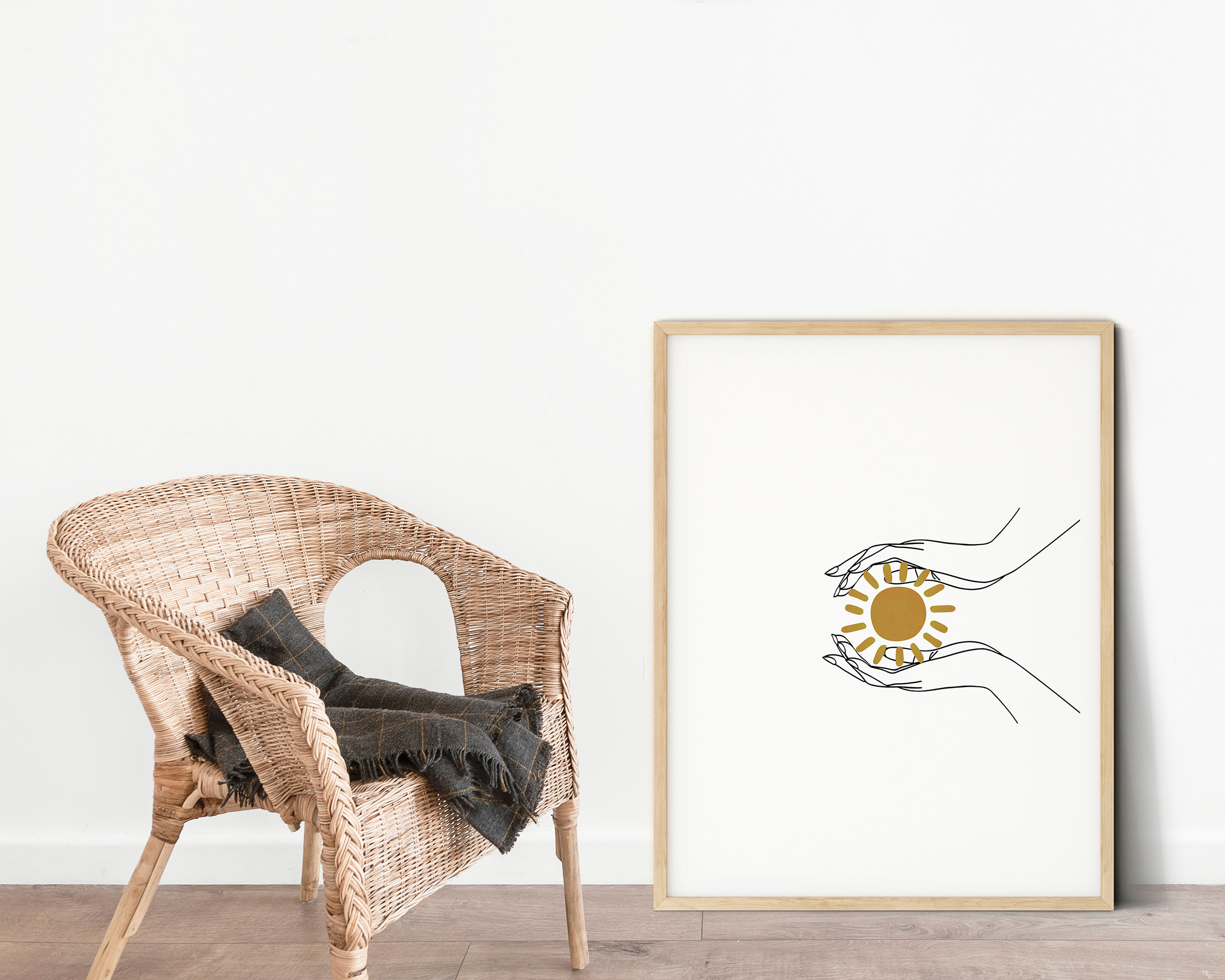 Sun Printable Hands Line Art Print Abstract Sun Art Line | Etsy