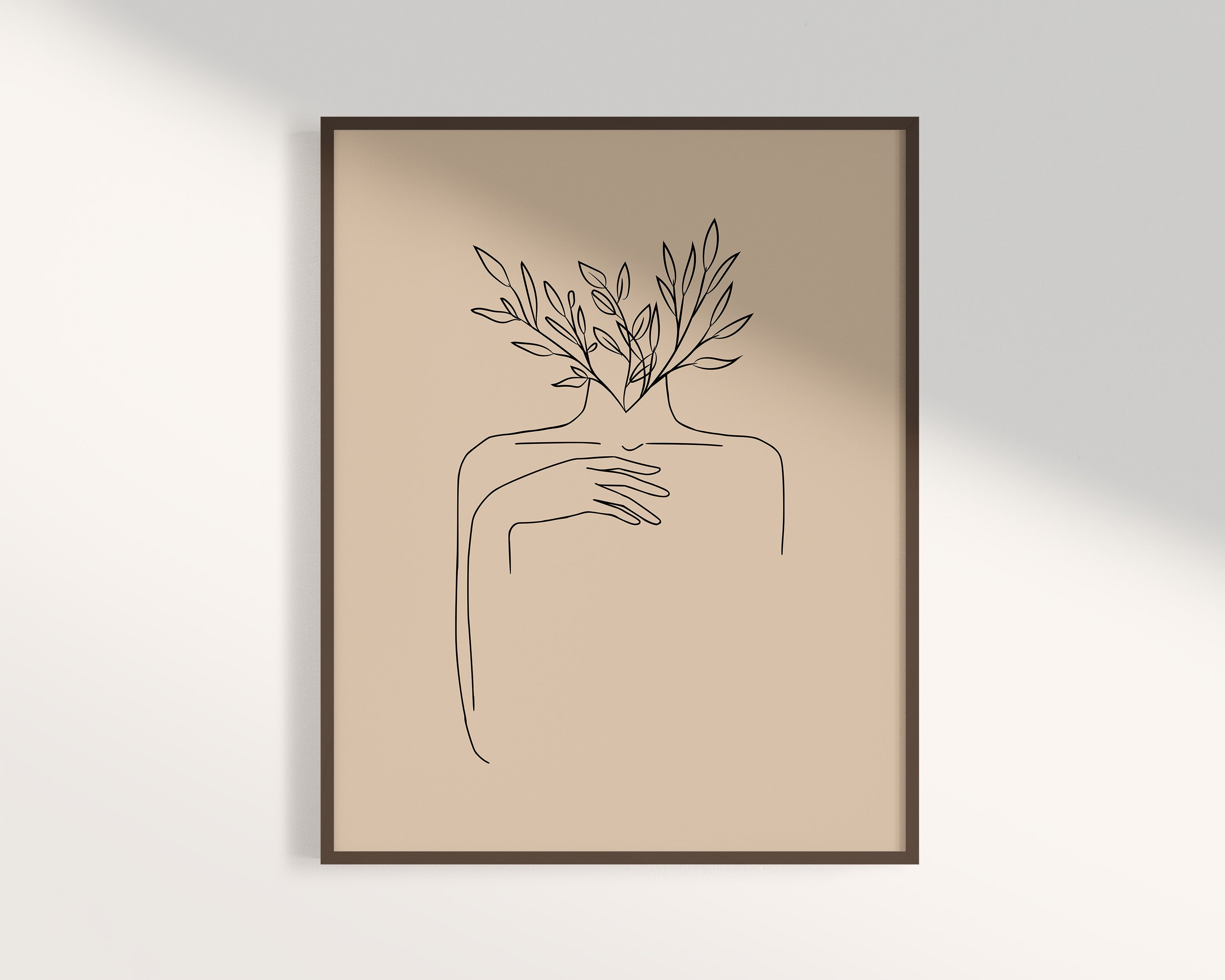 Female Line Art Plant Line Drawing Woman Abstract Artwork | Etsy