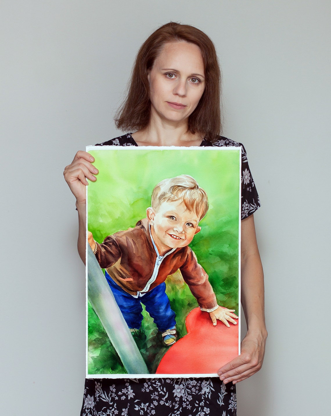 Girl Custom Portrait. Watercolor Painting From Photo 7x7 | Etsy