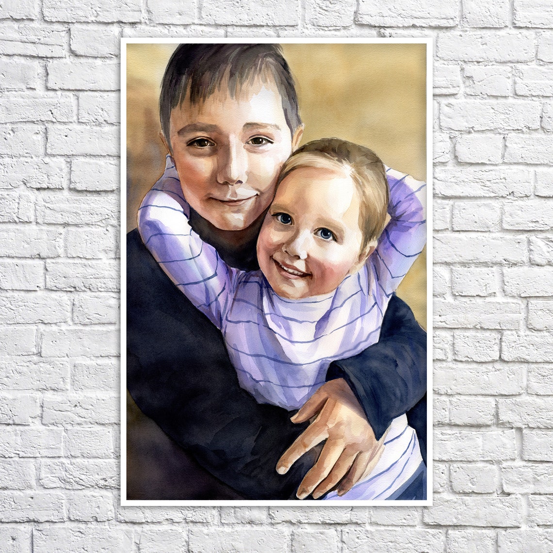 Girl Custom Portrait. Watercolor Painting From Photo 7x7 | Etsy