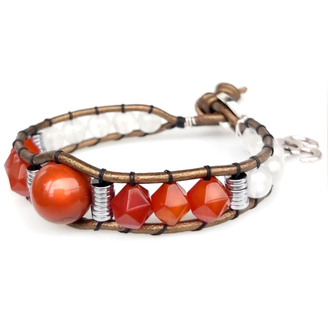 Sale Female Health Leather Wrap Bracelet Carnelian . Red Jasper ...