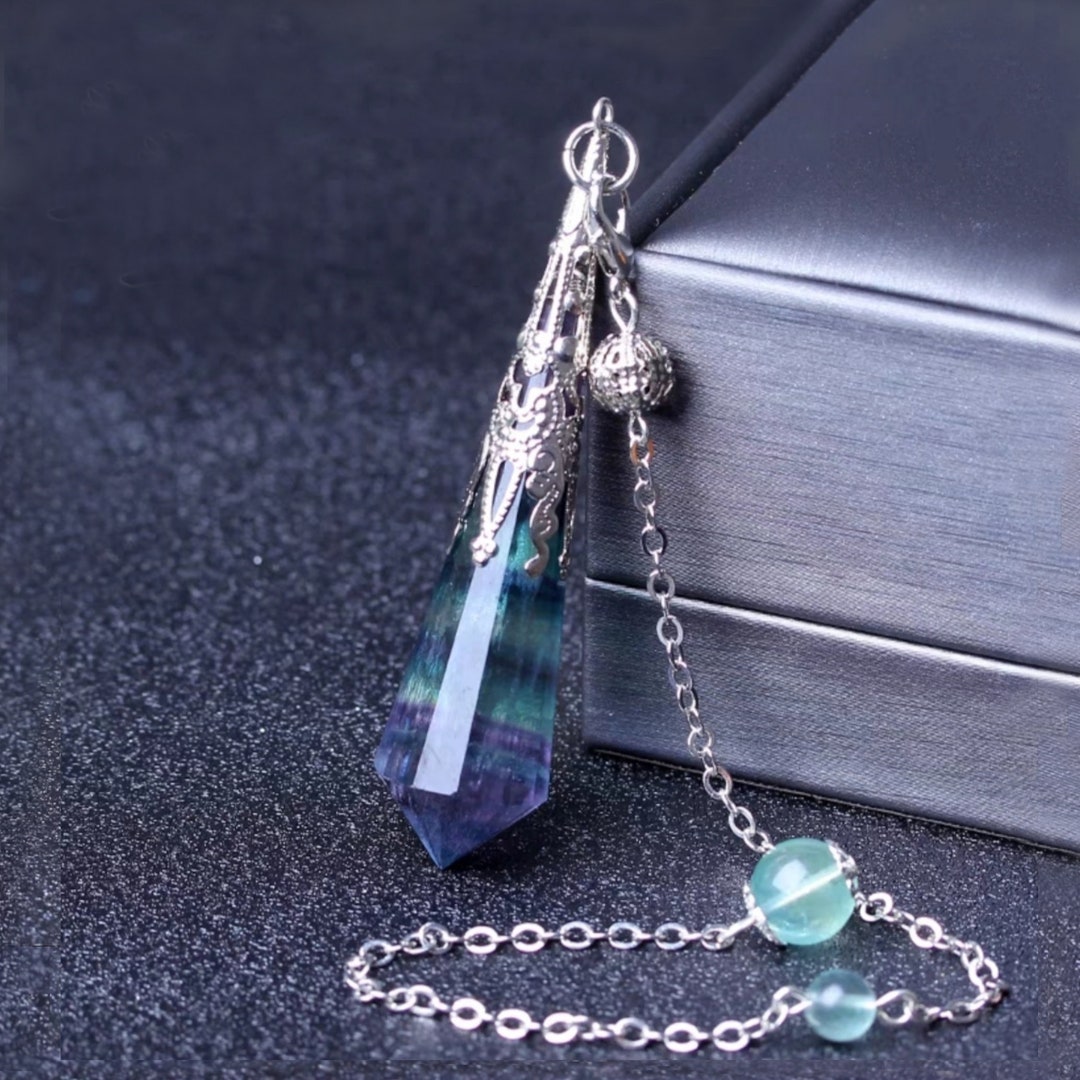 Rainbow Fluorite Pendulum Natural Crystal Pendulum Spiritual Dowsing ...