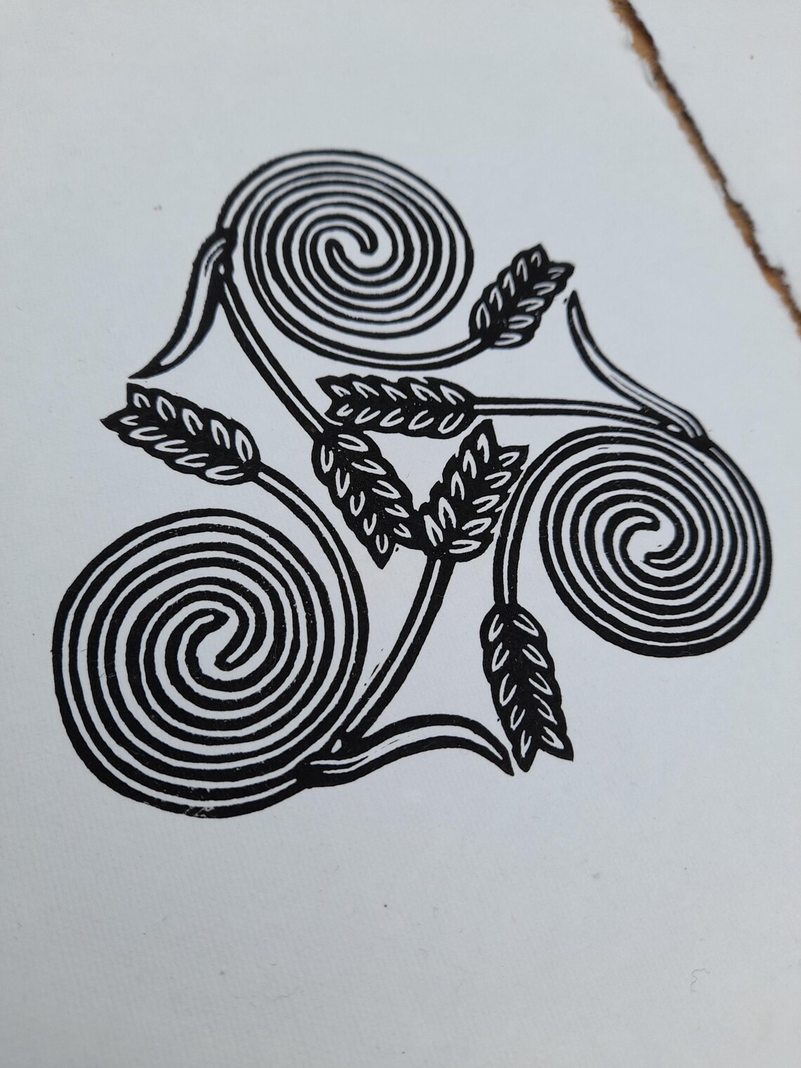 Wheat Triskel Lino Print - Etsy