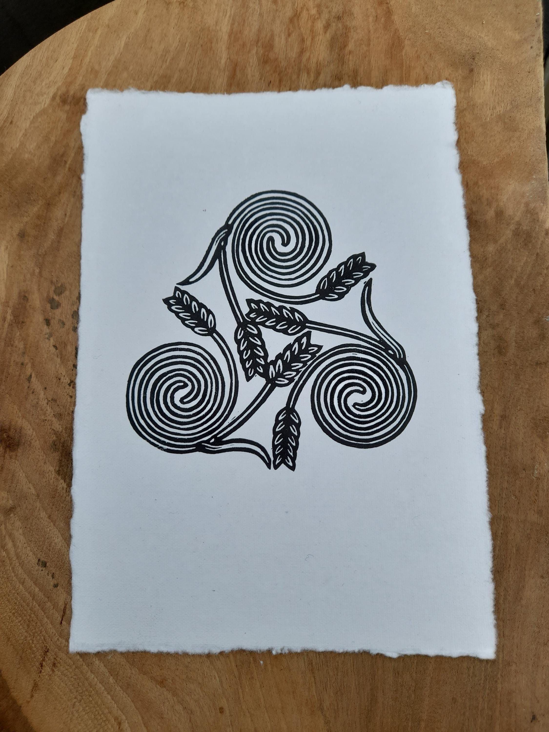 Wheat Triskel Lino Print - Etsy