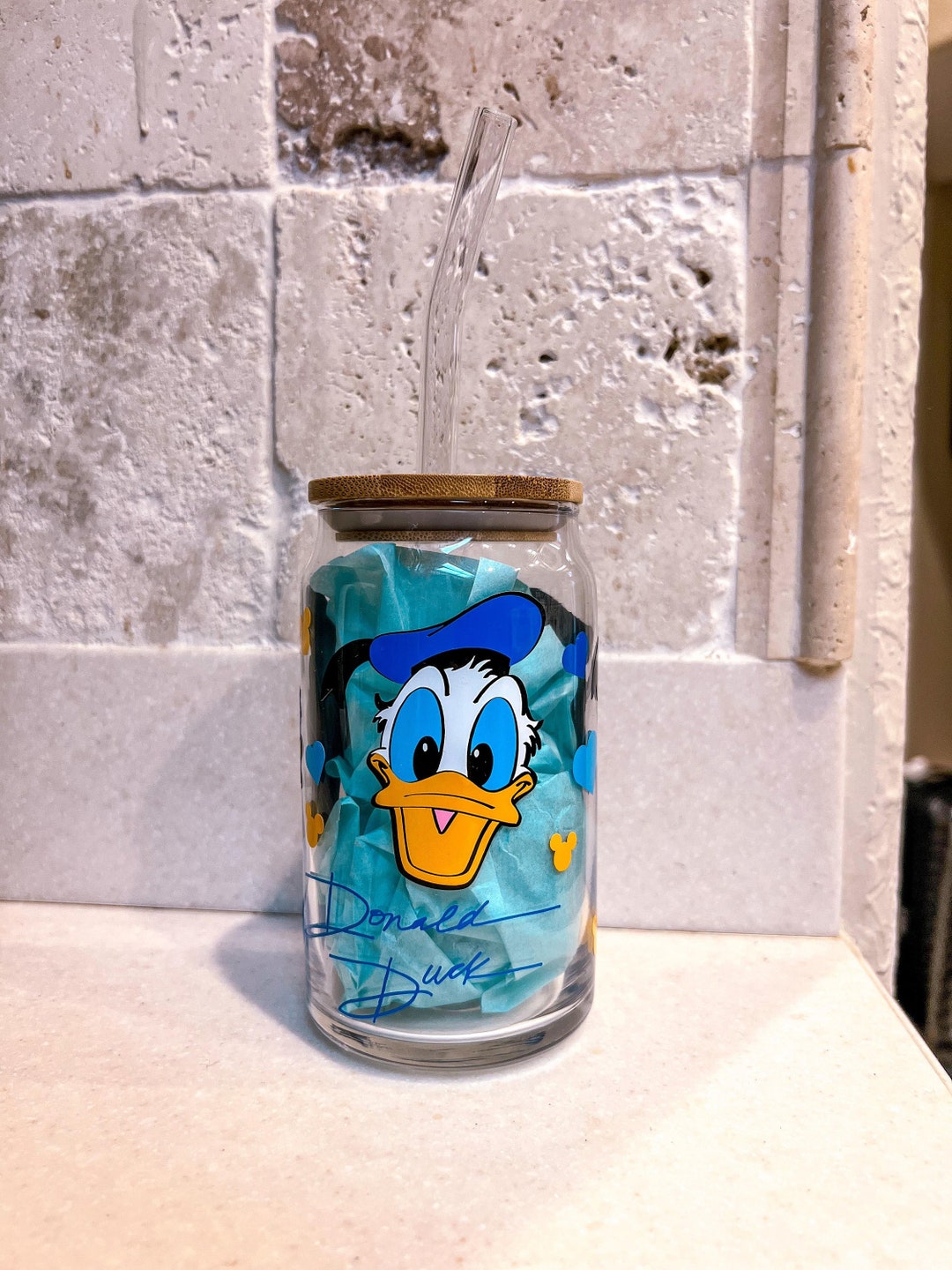 Sensational 6 Glass Cups / Donald / Daisy / Mickey / Minnie / Pluto ...