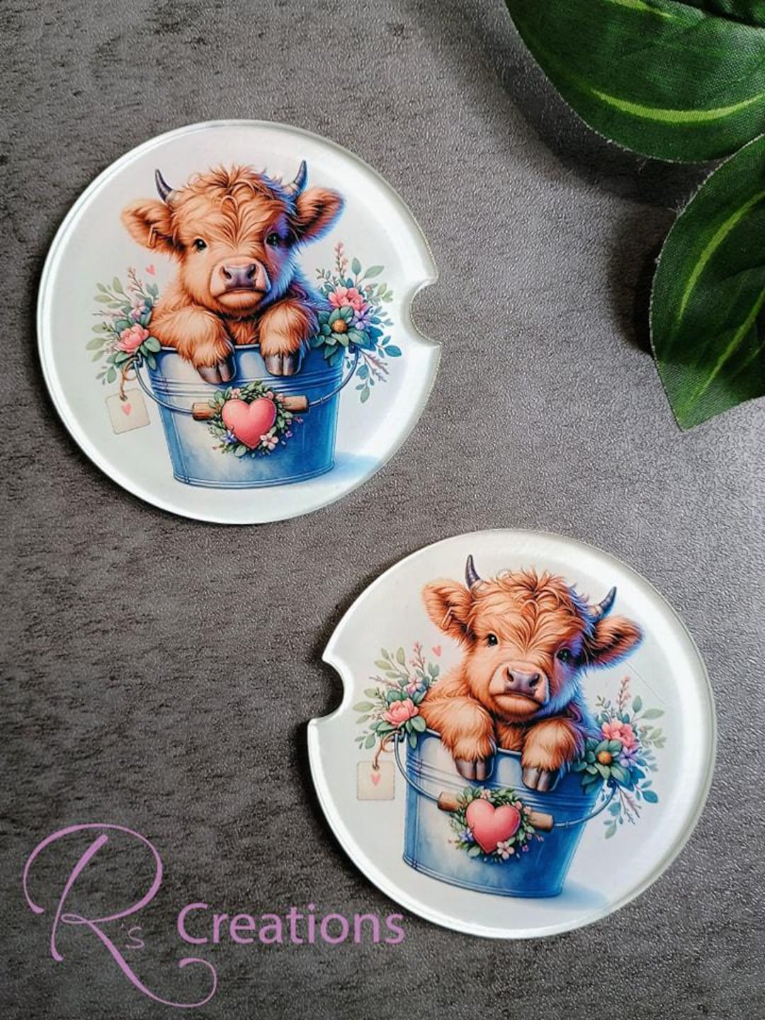 Car Coasters, Highland Cow, Cute Cows, Car Accessories, Acrylic, Blues ...