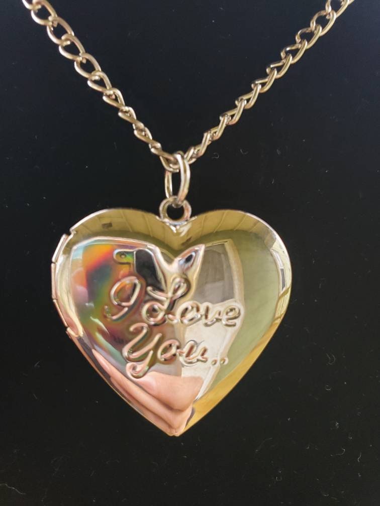 I LOVE YOU Locket Necklace Personal Picture Heart Locket | Etsy