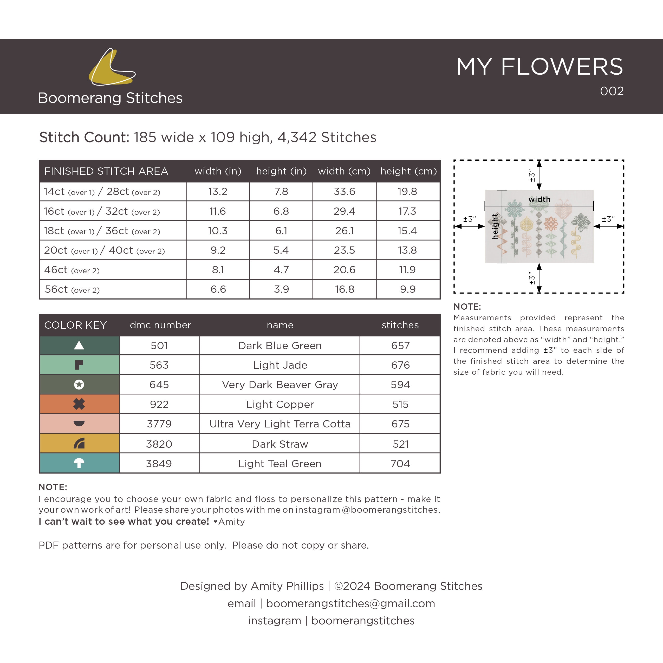My Flowers - PDF Digital Download Cross Stitch Pattern - Etsy