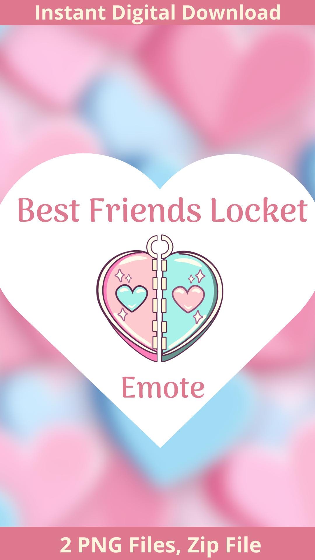 2 BFF Emote Best Friends Forever Locket Shareable Live Stream Pink Blue ...