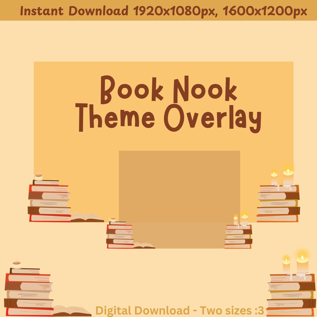 2 Sizes Book Nook Stack Overlay Autumn Theme Aesthetic Coffee Cup ...