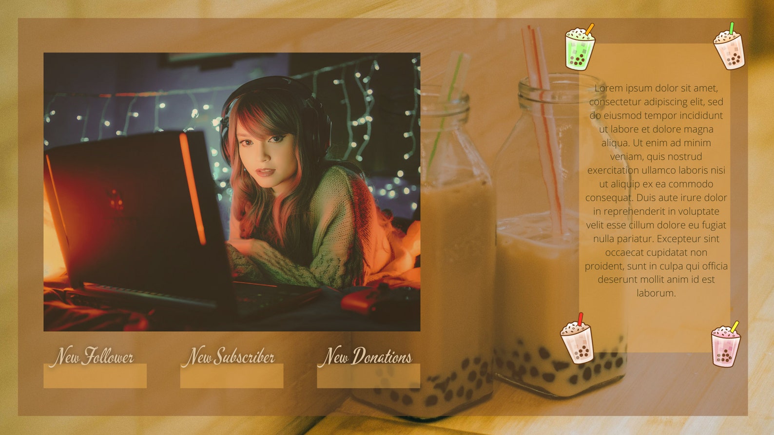 Boba Bubble Tea Twitch Overlay Package Fullscreen Background Tea Stain ...