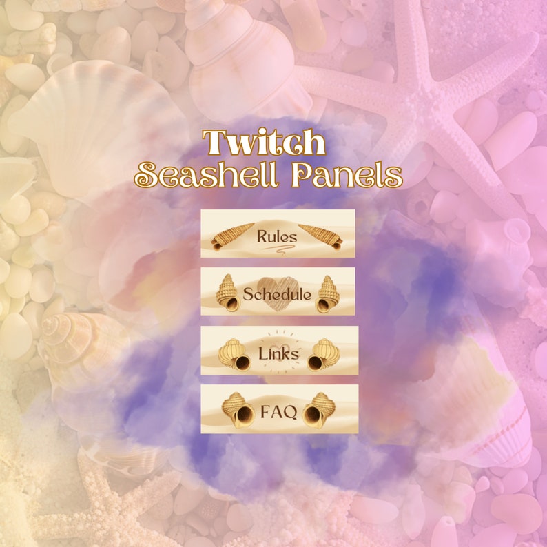 7 Twitch Seashell Panels Instant Digital Download Beautiful Stream ...
