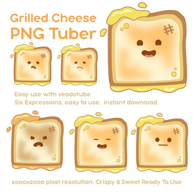 Pngtuber Grilled Cheese Sandwich | Vtuber | Avatar | Twitch, Youtube - Etsy