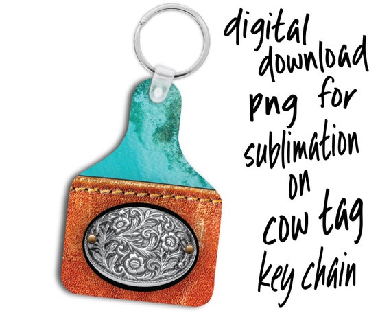 Cow Tag Sublimation PNG With Turquoise Design - Etsy