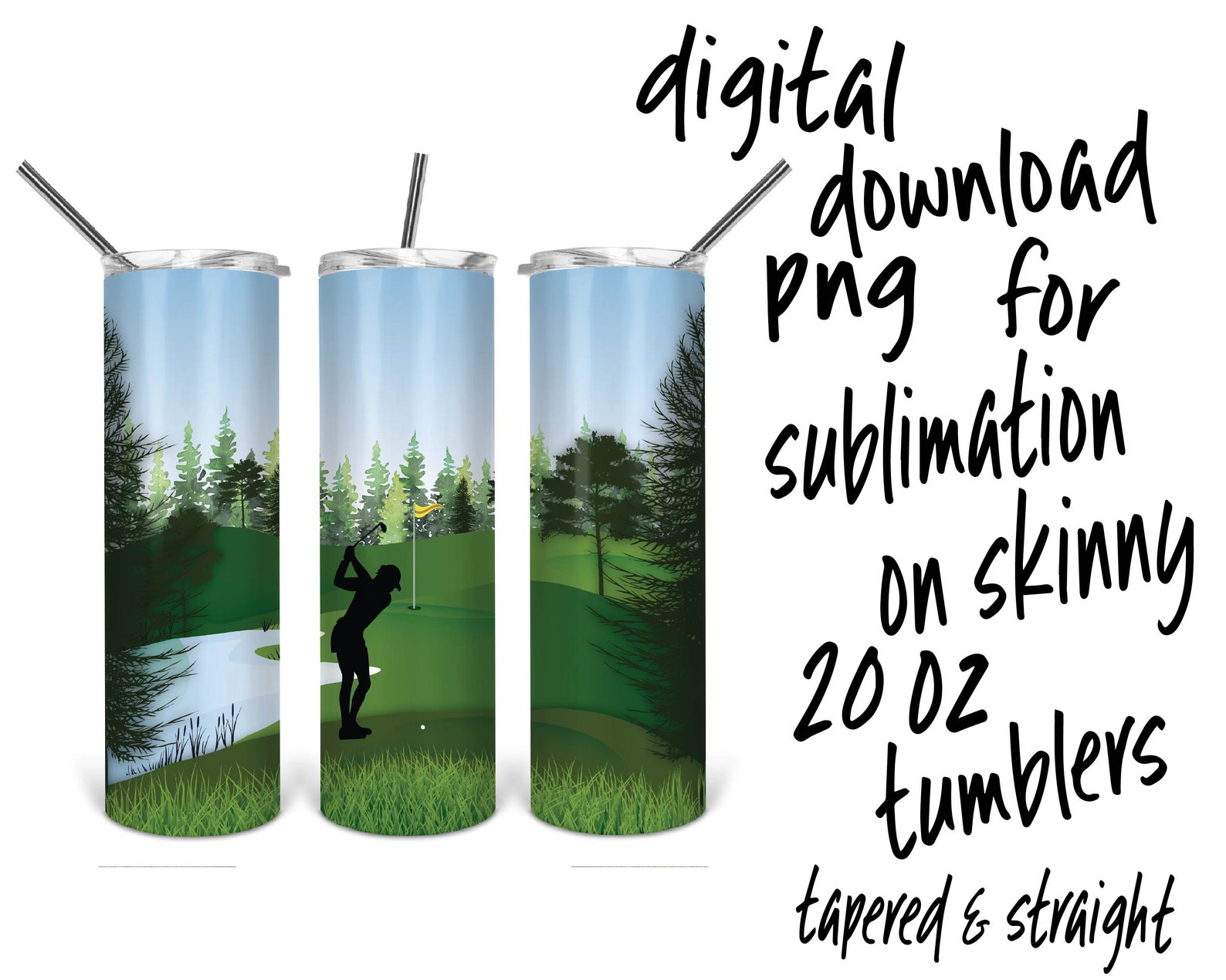 Golf Course Sublimation Png Download for Skinny Tumbler - Etsy