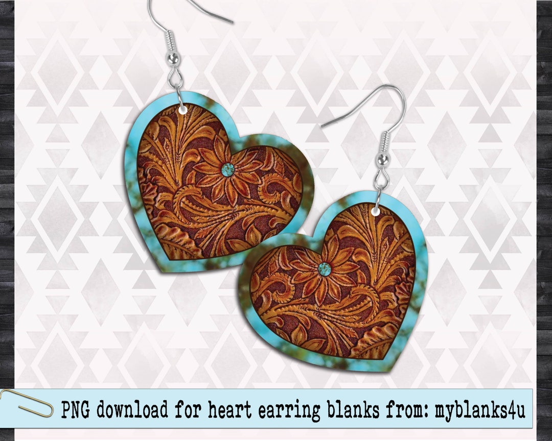 Western Style Heart Earring Design PNG Download - Etsy