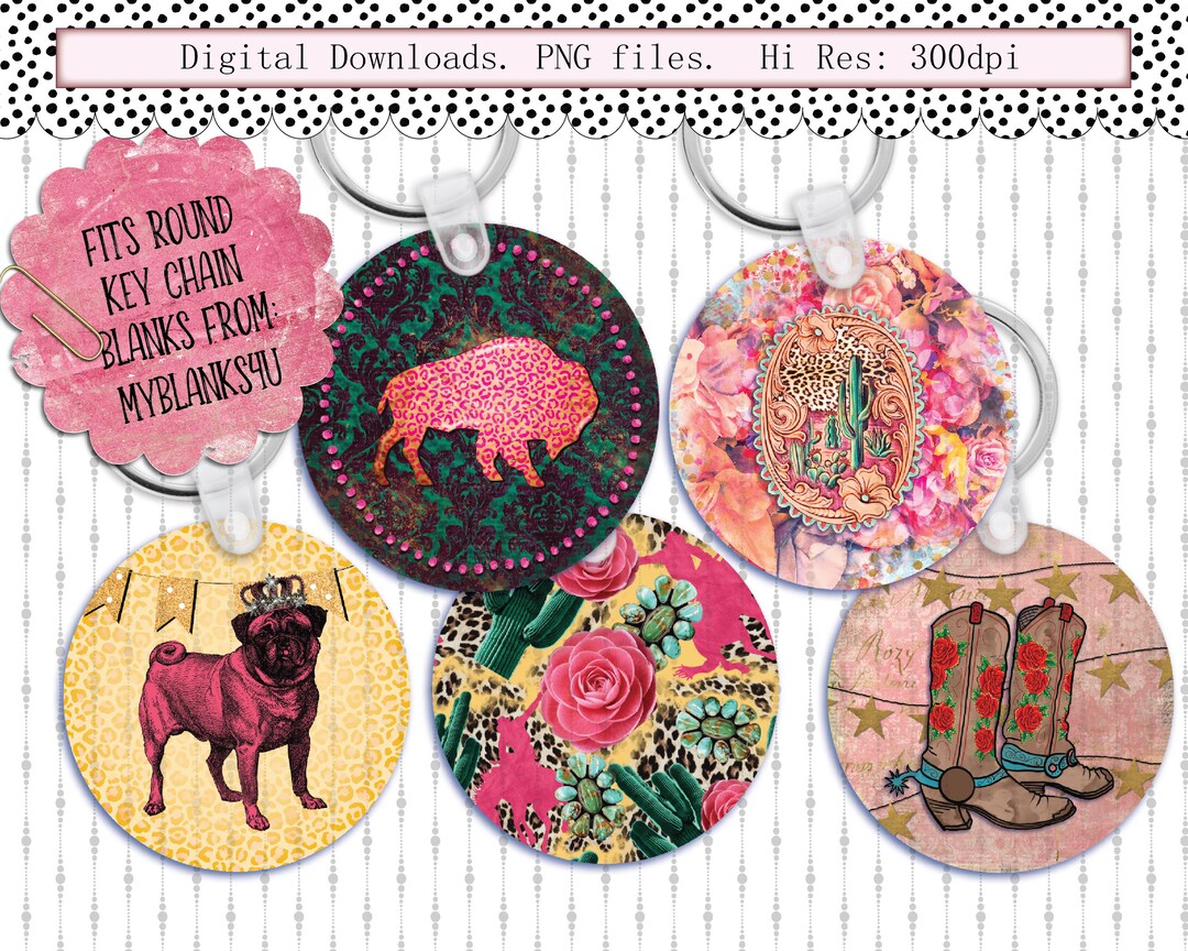 Western Style Keychain PNG Digital Download Bundle - Etsy