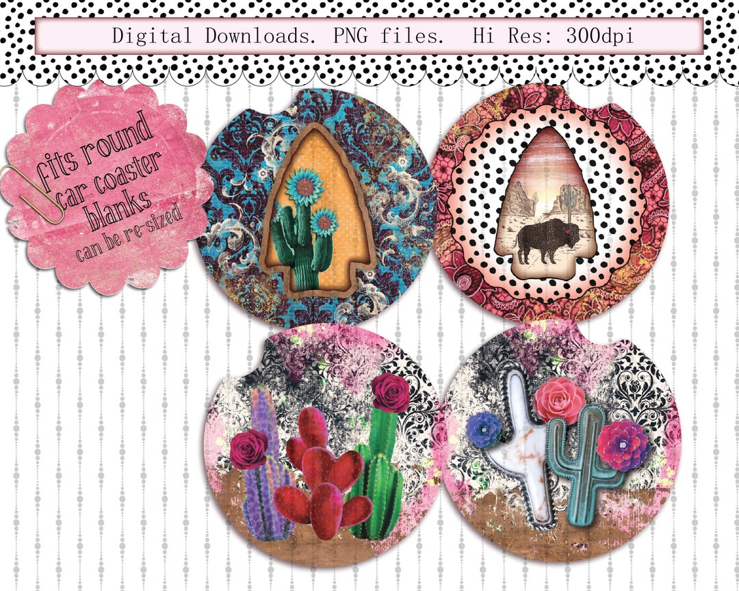 Western Style Car Coaster PNG Bundle - Etsy