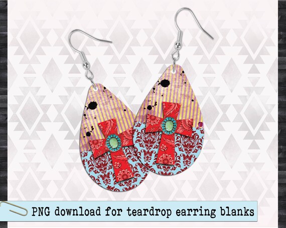 Cross Earring Design PNG Download - Etsy