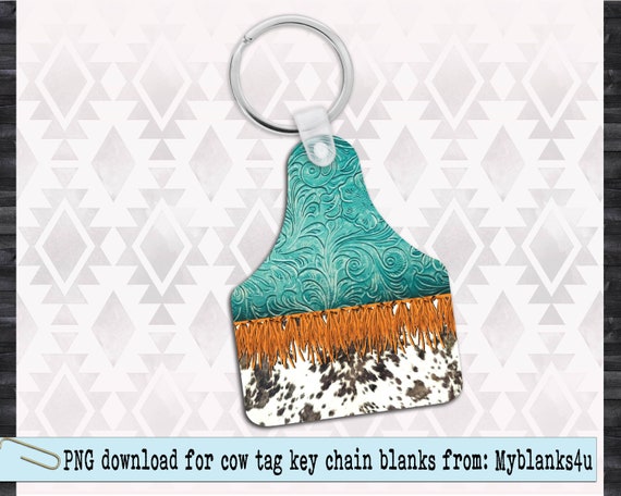 Tooled Leather With Cow Print Key Chain Design PNG Digital | Etsy