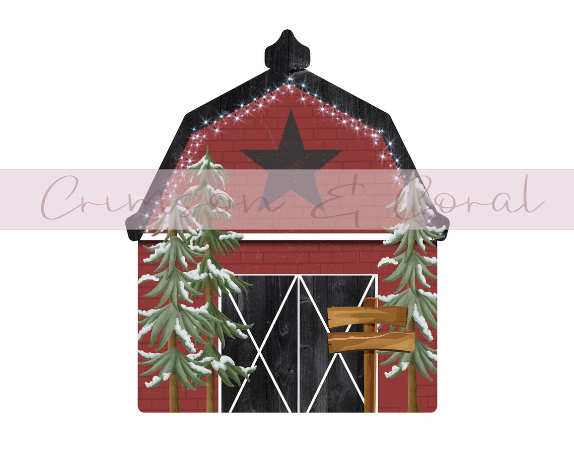 Rustic Red Brick Barn Door Hanger Ornament Custom Wooden Sign | Etsy