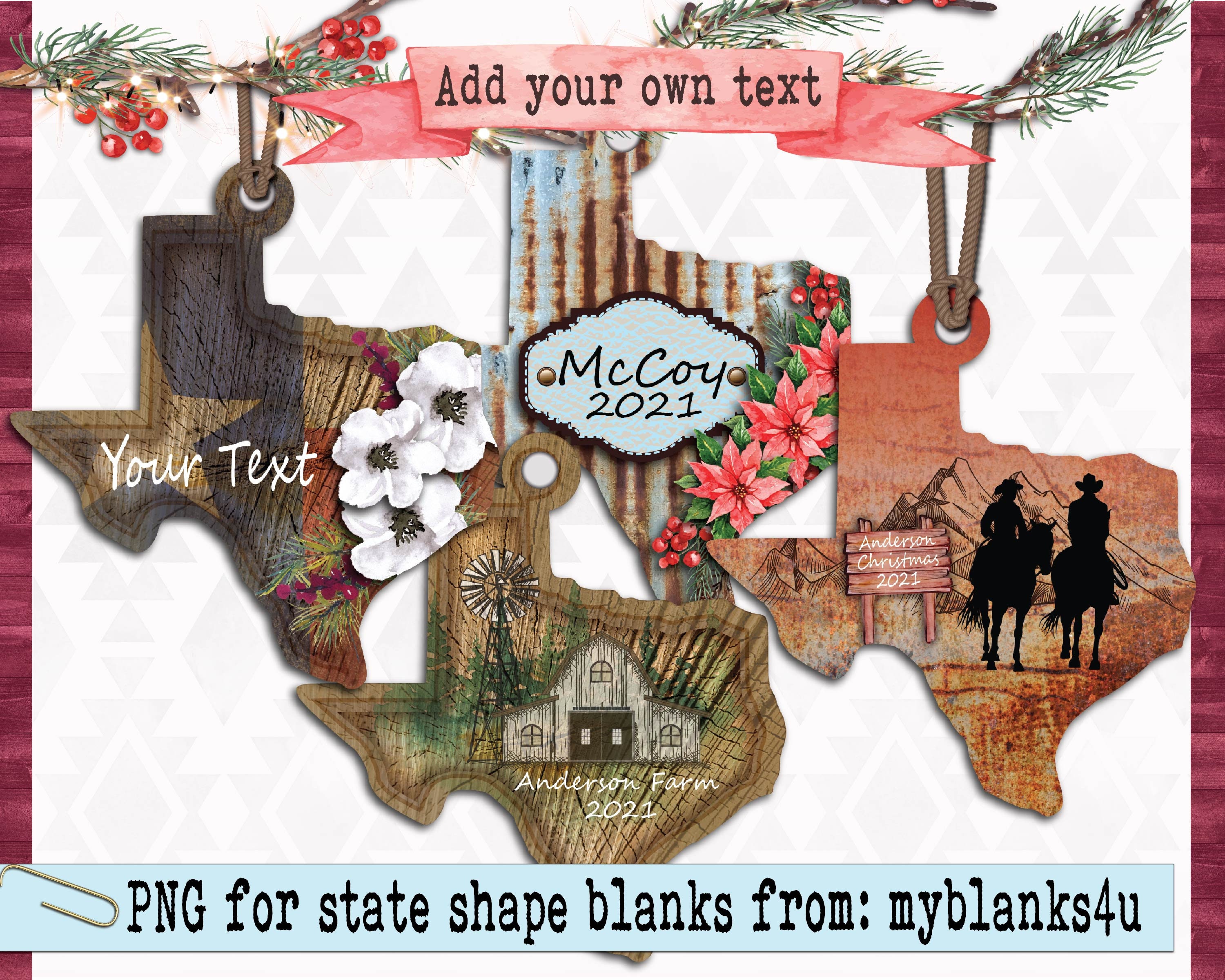Texas State Design Bundle PNG for Ornament Blanks - Etsy