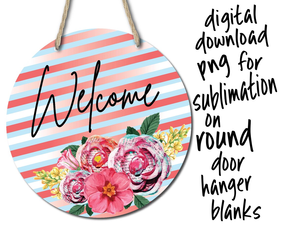 Welcome Sublimation Design PNG Spring Flowers | Etsy