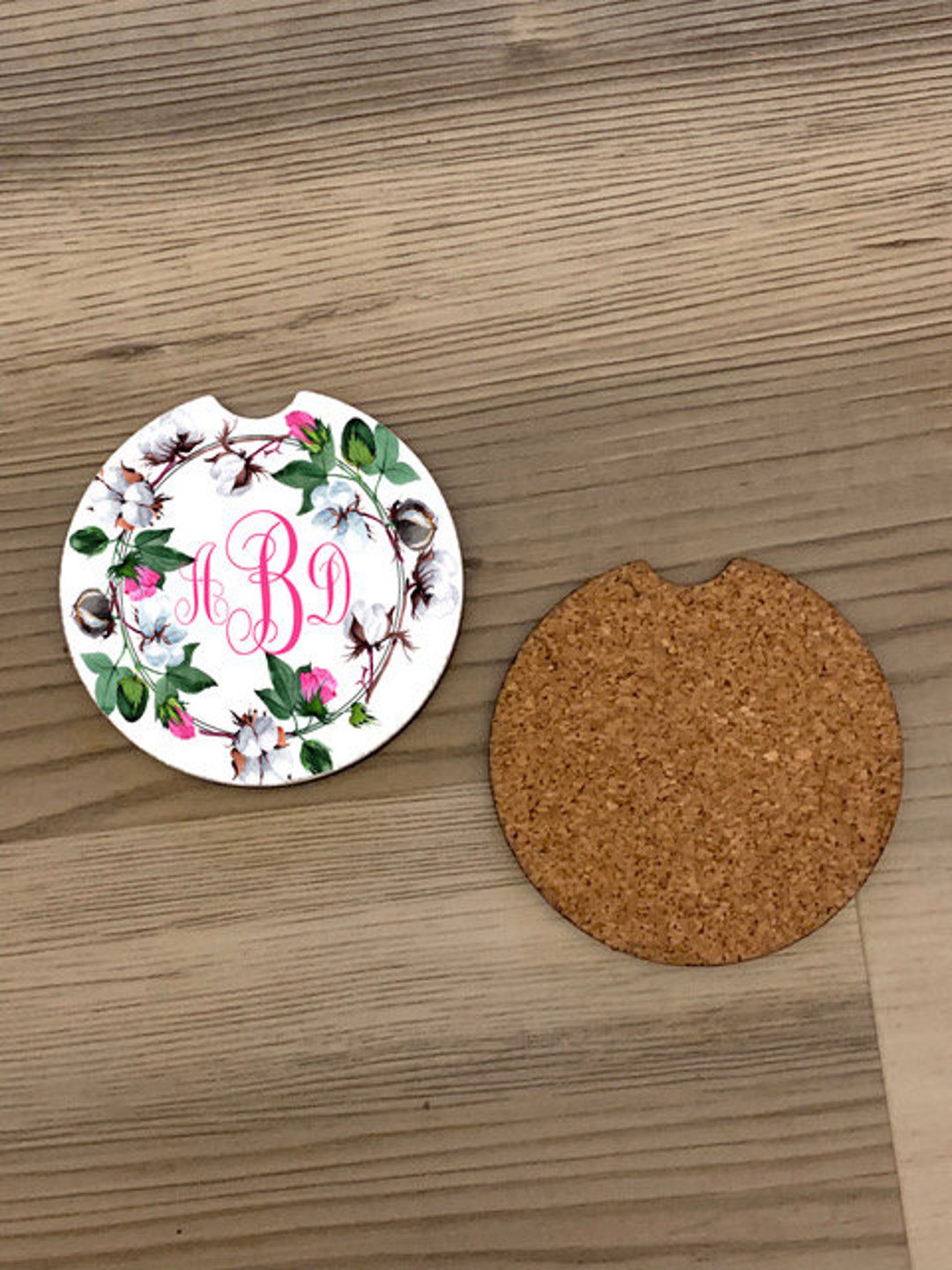 Cotton Monogram Car Coasters, Personalized Car Coasters, Custom Car ...