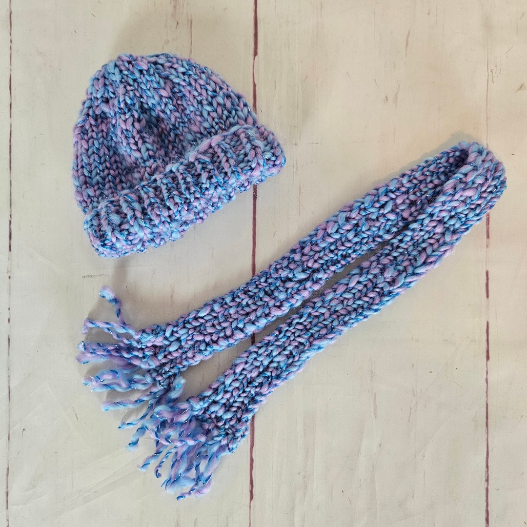 Doll Toque and Scarf Set, 18 Inch Doll Clothes, Hand Knit Doll ...