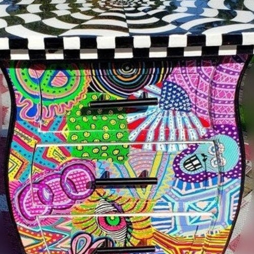 Funky Table Small End Table With Drawer Colorful Table - Etsy