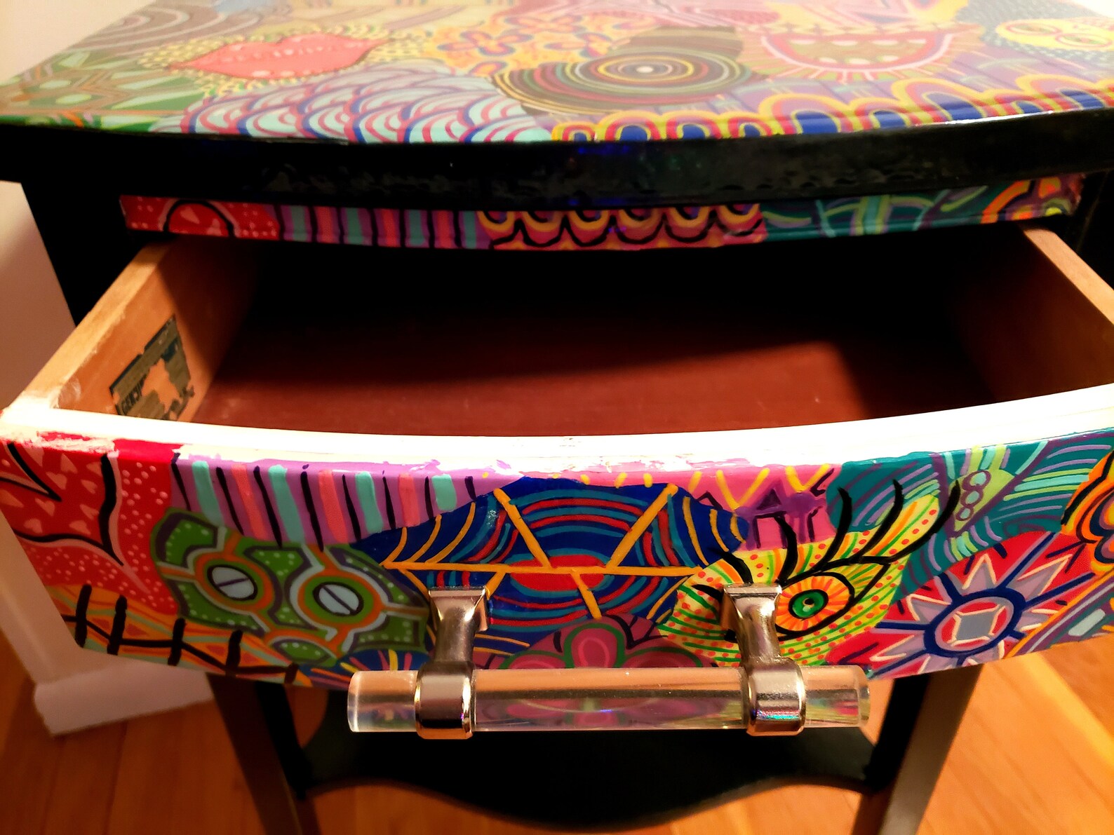 Funky Table Small End Table With Drawer Colorful Table - Etsy