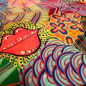 Funky Table, Small End Table With Drawer, Colorful Table, Groovy ...