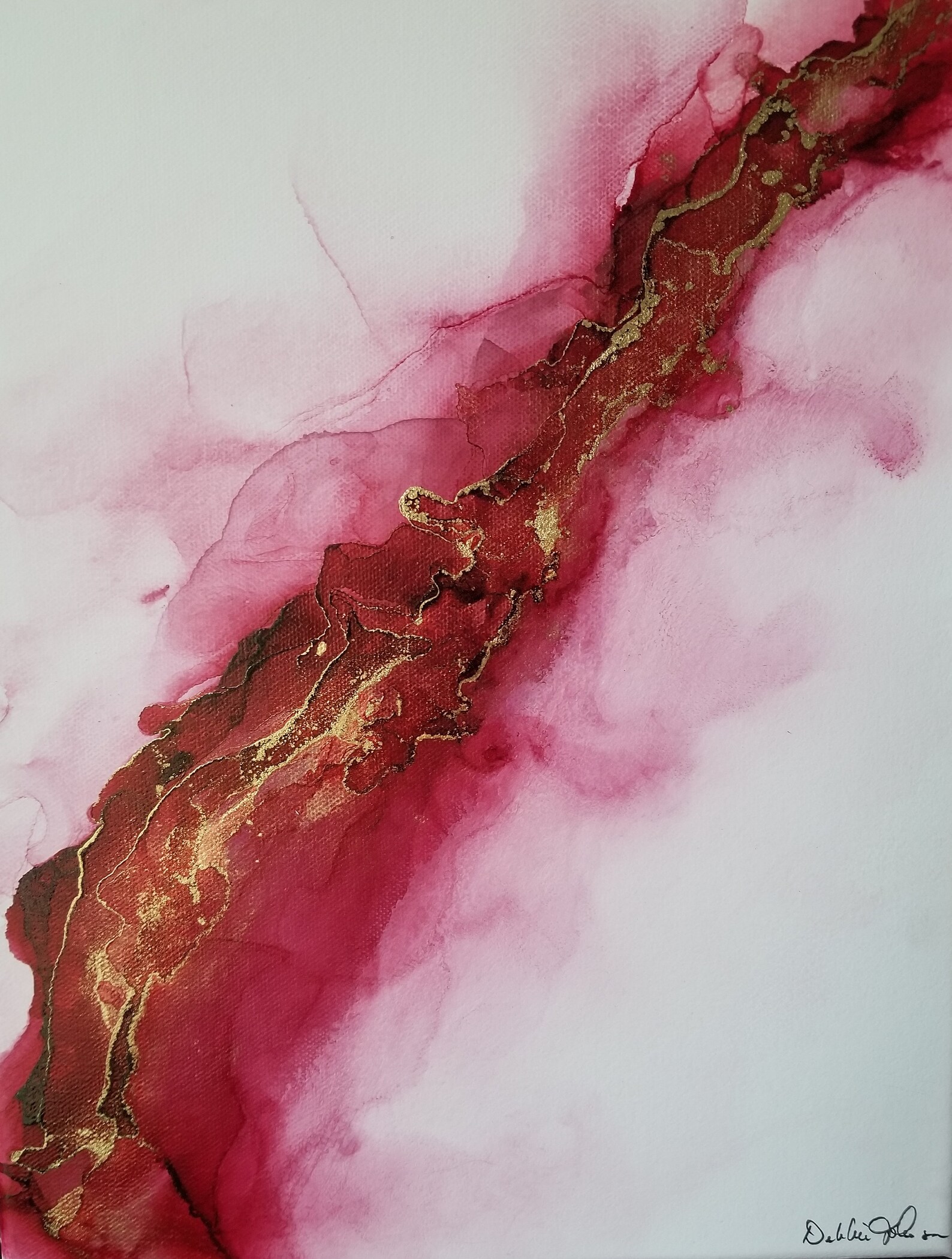 Alcohol Ink Painting on Canvas Red Abstract Painting - Etsy