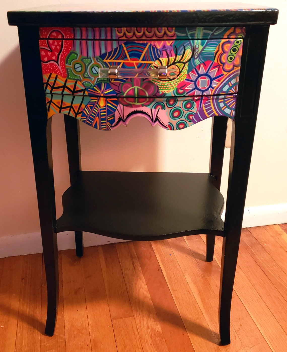 Funky Table Small End Table With Drawer Colorful Table - Etsy