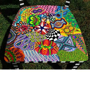 Funky Painted Chair Colorful One of A Kind Chair Psychedelic - Etsy
