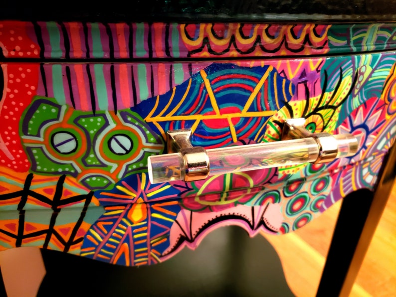 Funky Table Small End Table With Drawer Colorful Table - Etsy