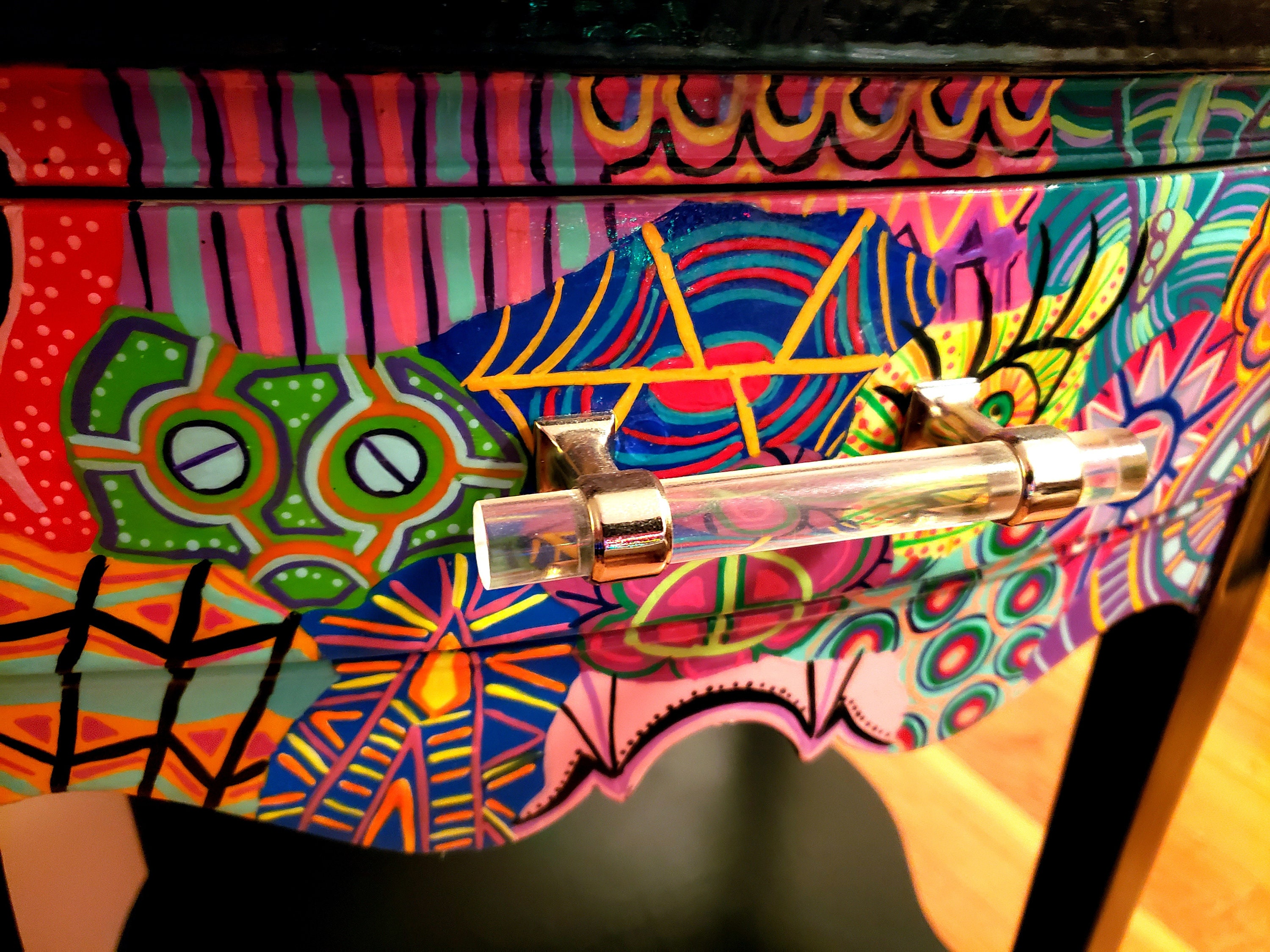 Funky Table Small End Table With Drawer Colorful Table - Etsy