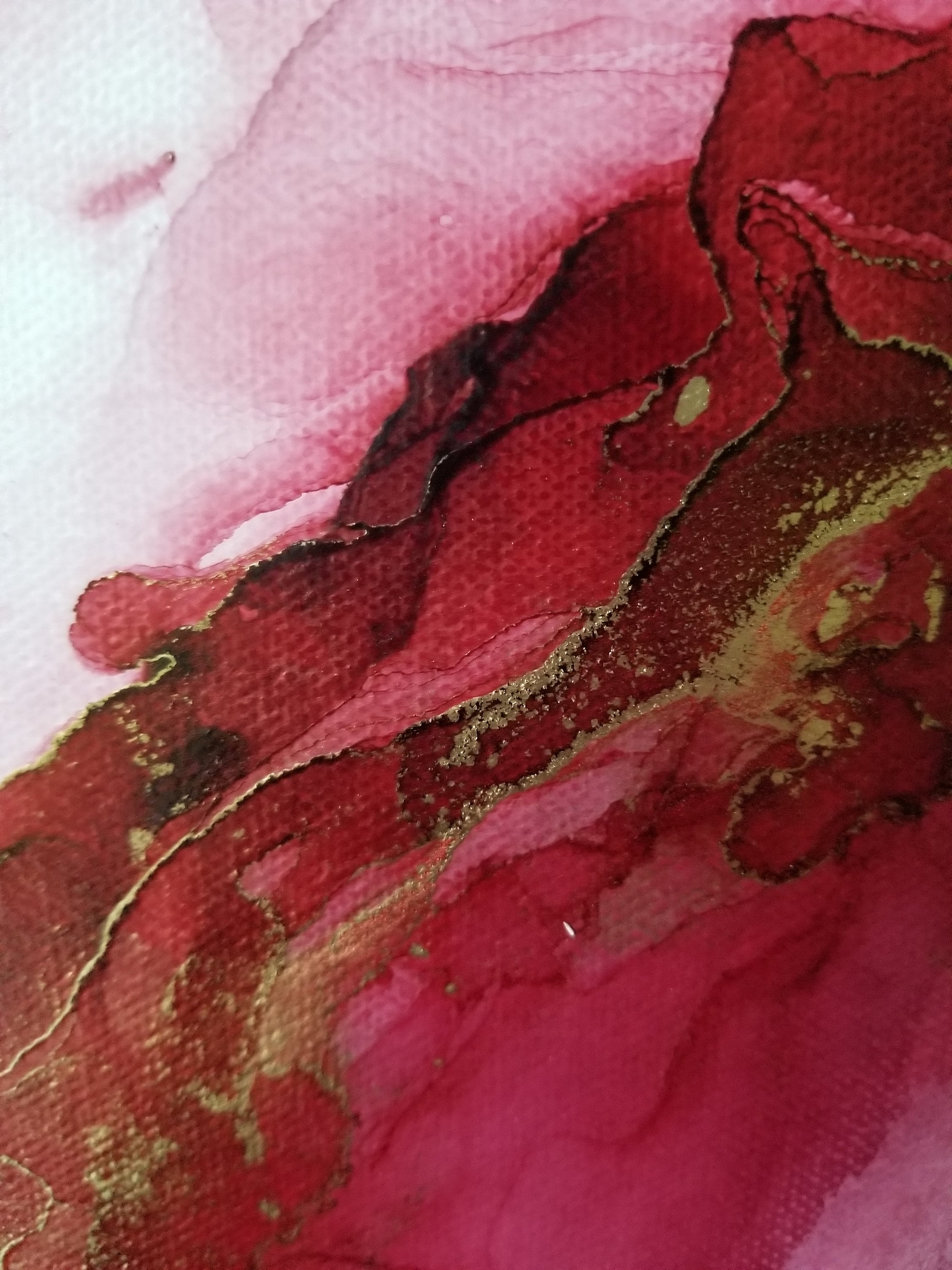 Alcohol Ink Painting on Canvas Red Abstract Painting - Etsy