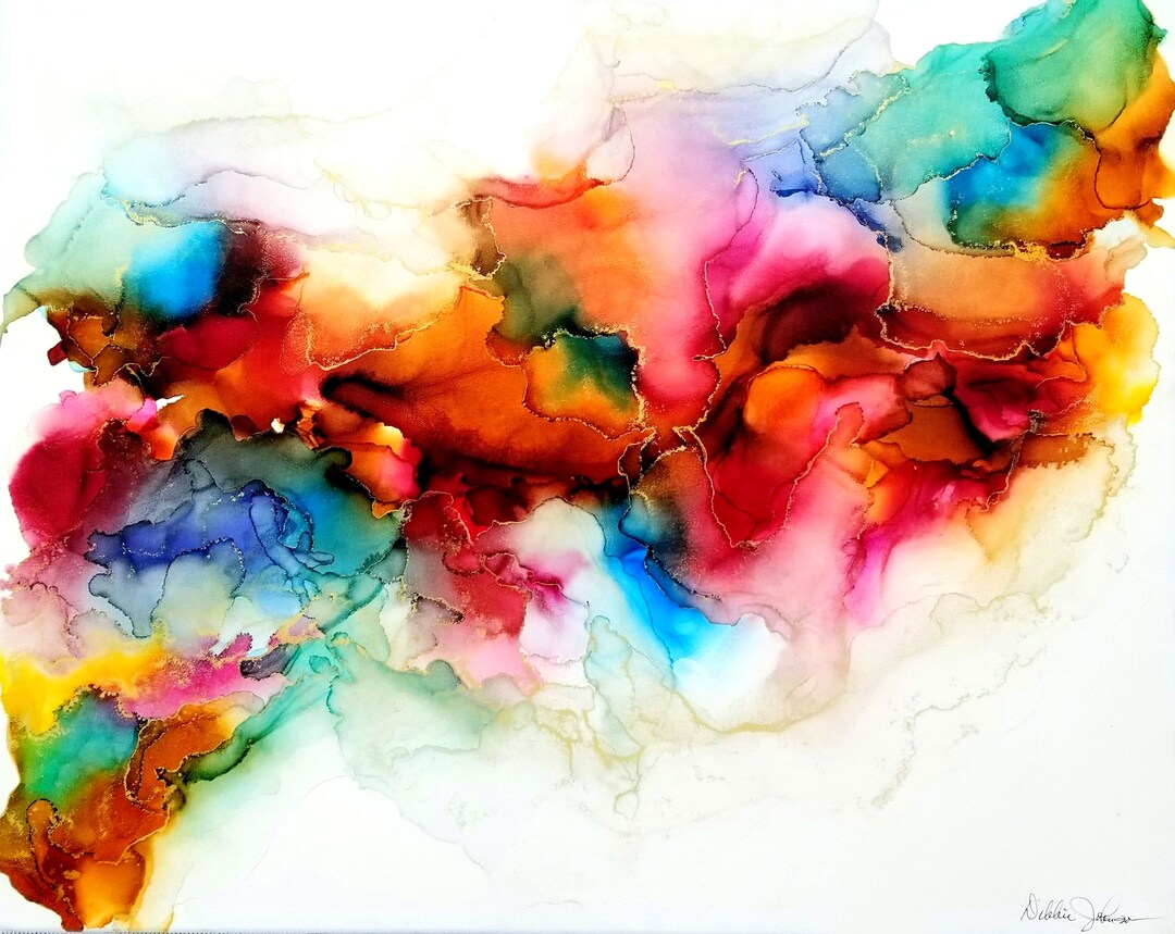 Large Alcohol Ink Painting on Canvas, Abstract Ink Painting - Etsy
