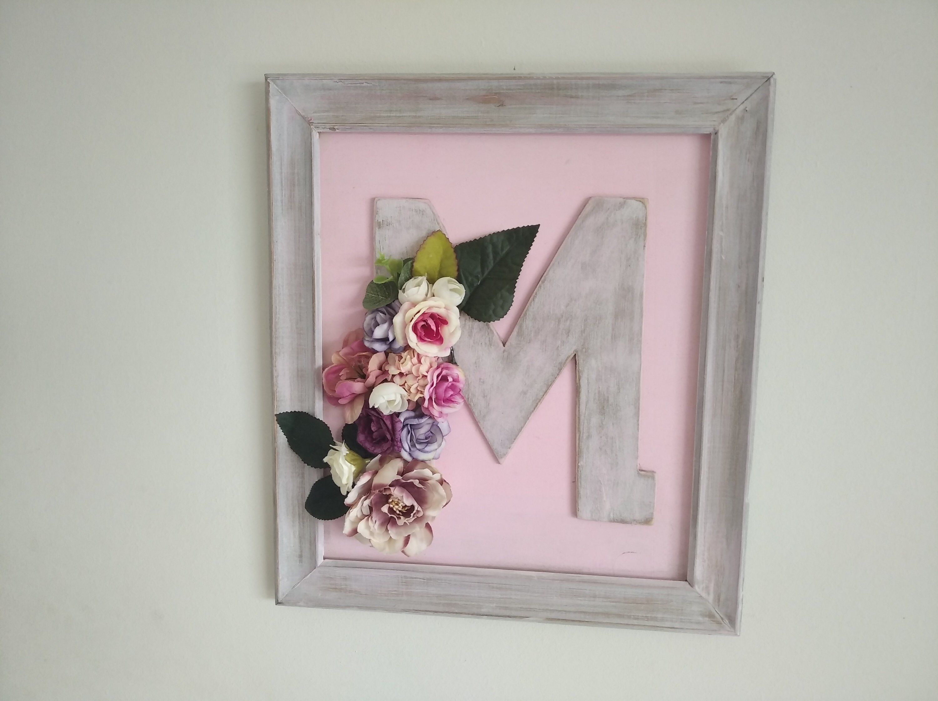 Personalized Framed Floral Monogram Letter, Framed Flower Letter Wall ...