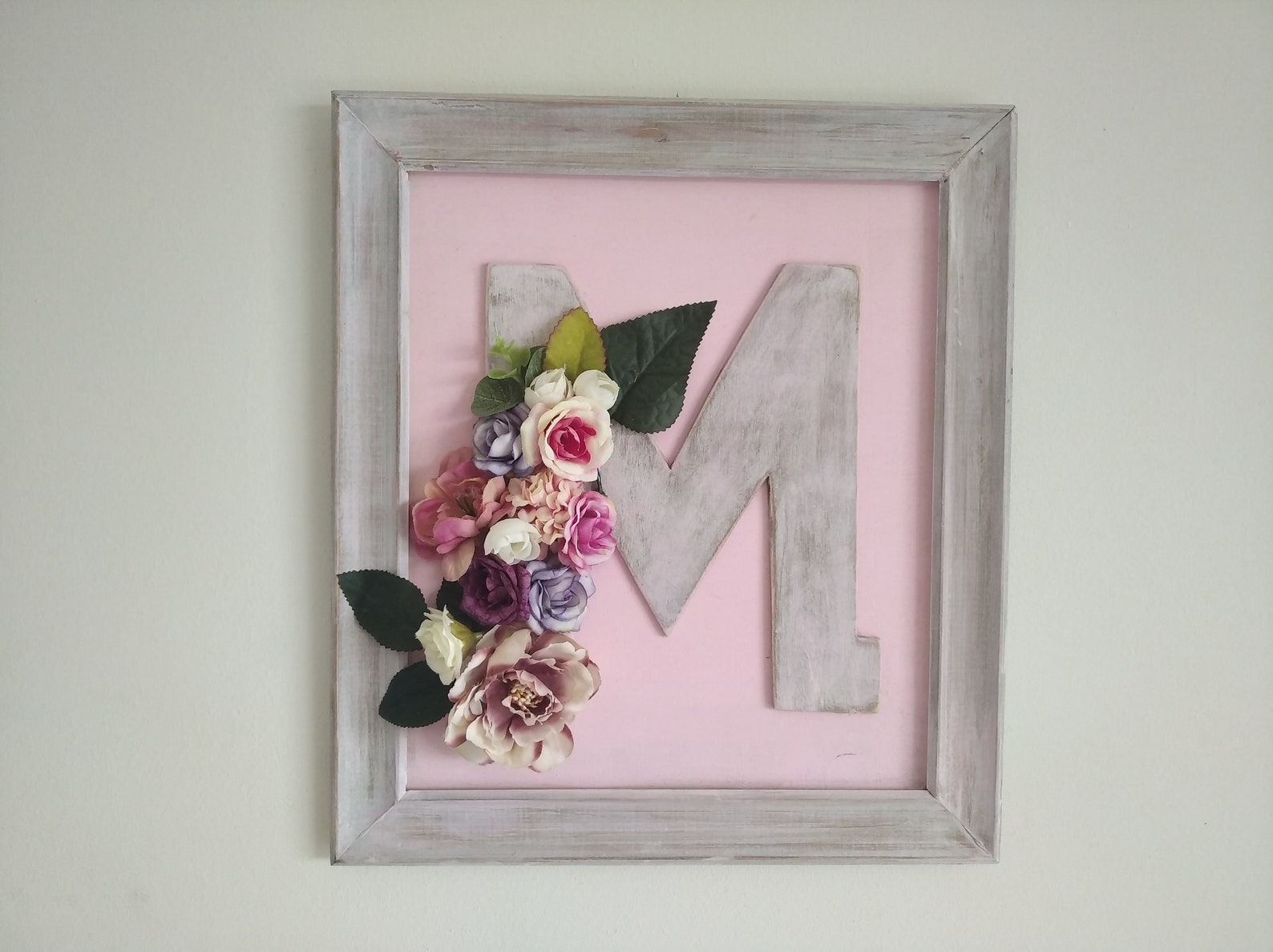 Personalized Framed Floral Monogram Letter, Framed Flower Letter Wall ...