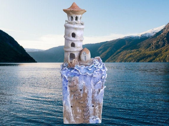 Lighthouse Artwork Clay Sculpture Sea Side Decor Clay Art | Etsy