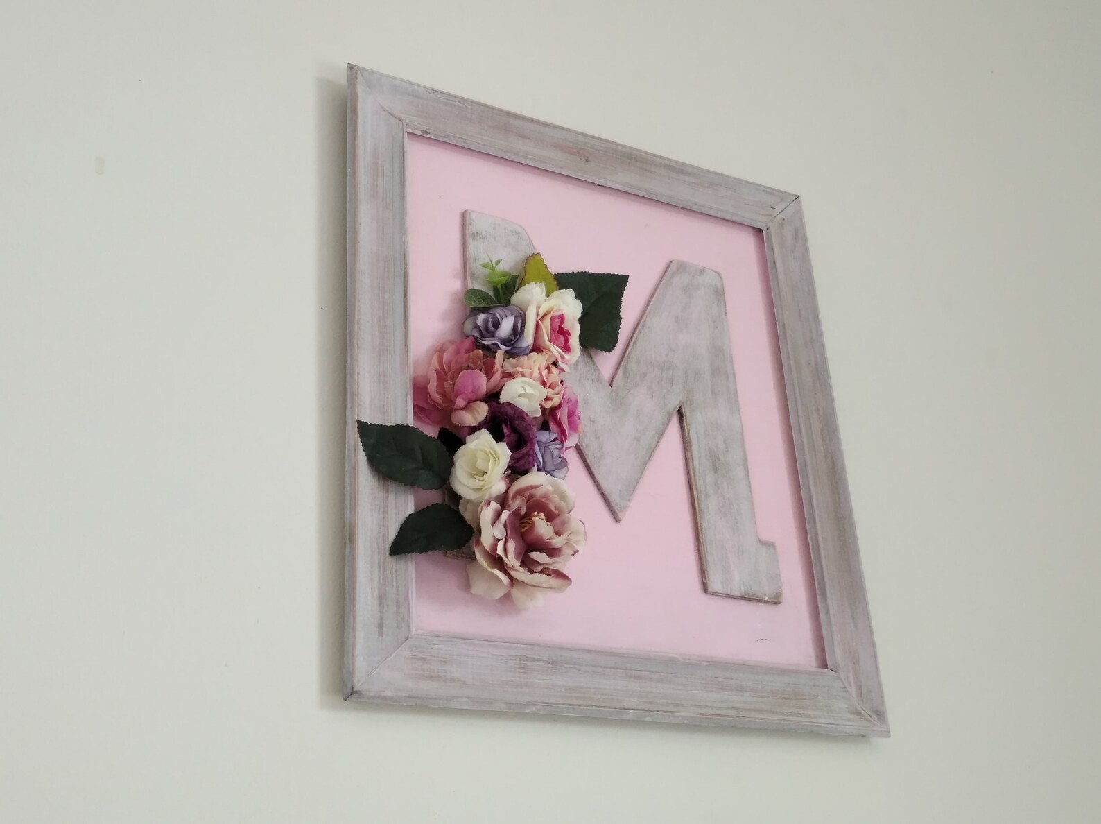 Personalized Framed Floral Monogram Letter, Framed Flower Letter Wall ...