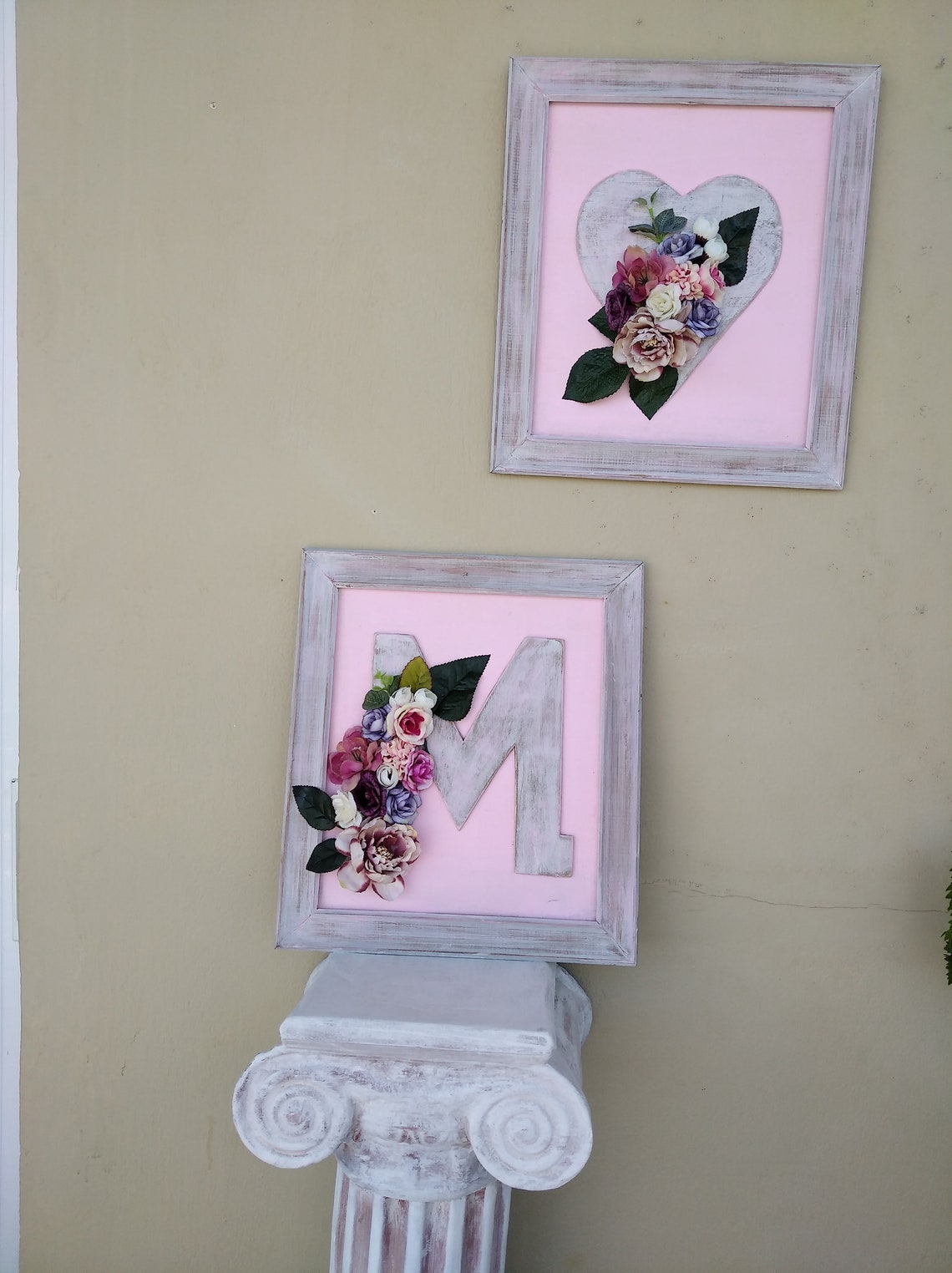 Personalized Framed Floral Monogram Letter, Framed Flower Letter Wall ...