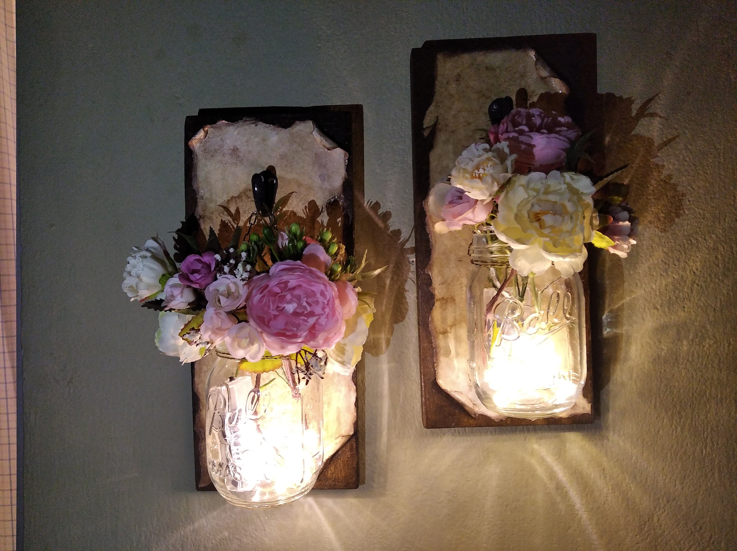 Rustic Wooden Wall Haging Sconces Fairy Lights Wood Sconces - Etsy